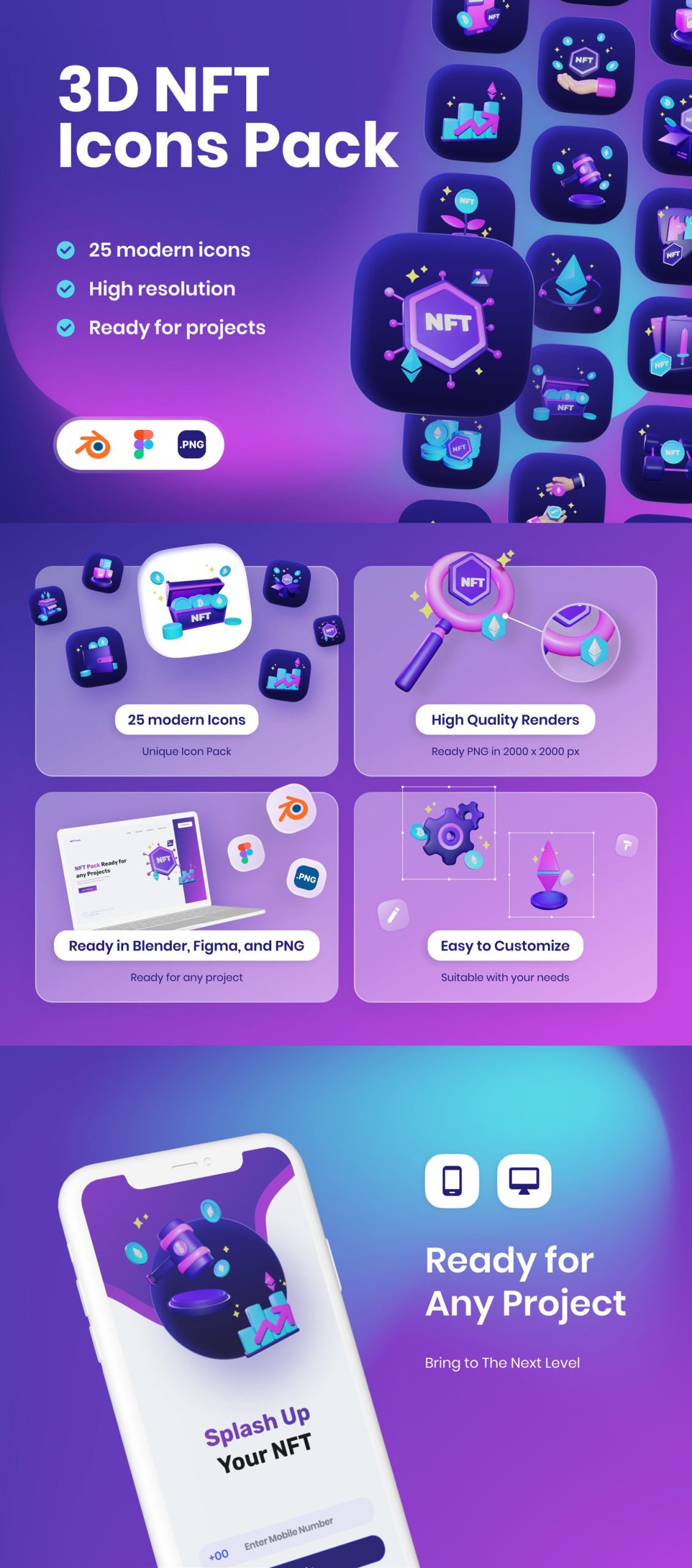 3D NFT图标插图模型Blender - Ai宇宙吧--Ai宇宙吧-